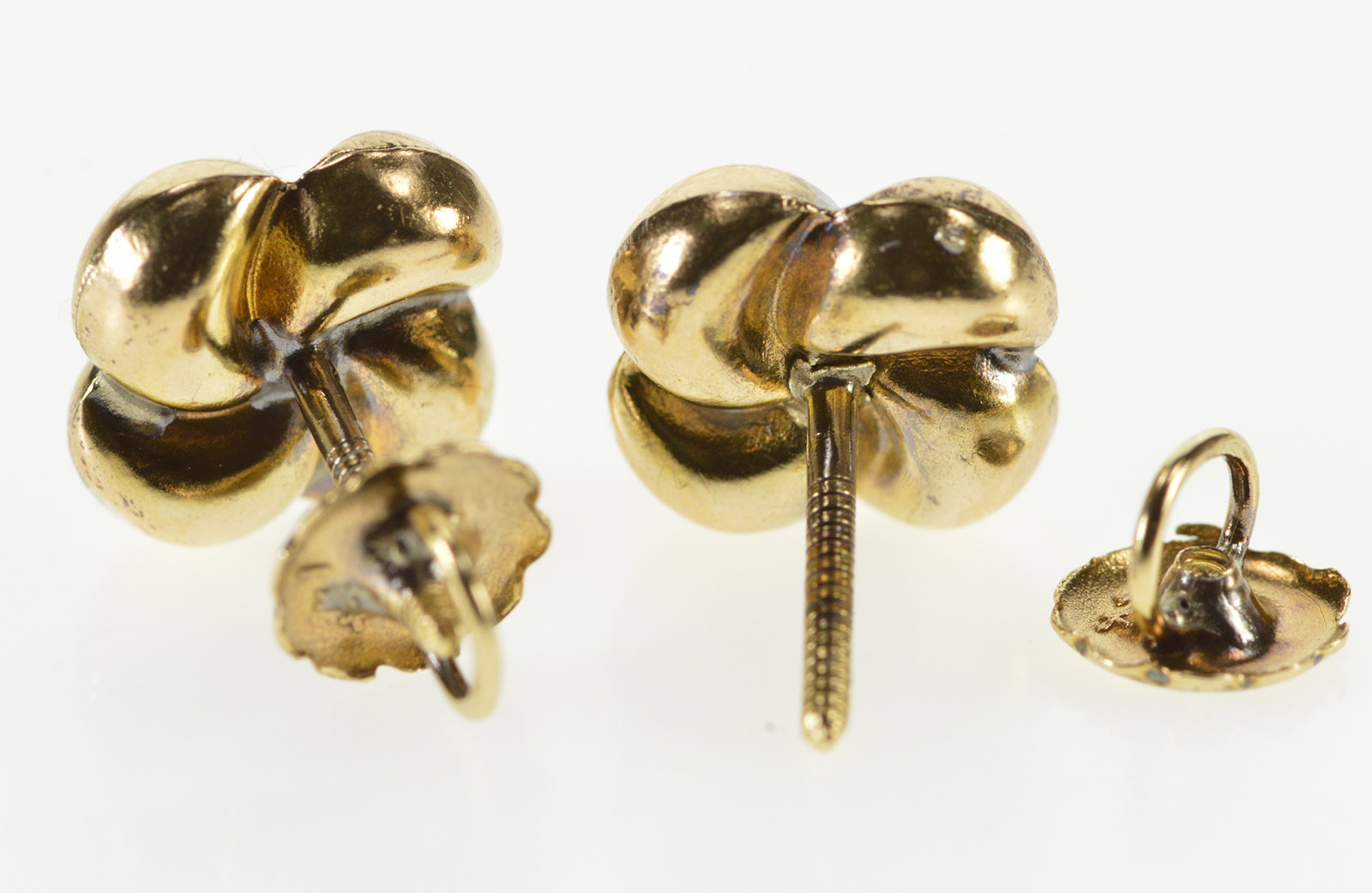 14K 1940s Puffy Twist Spiral Screw Back Post Yellow Gold Earrings ...