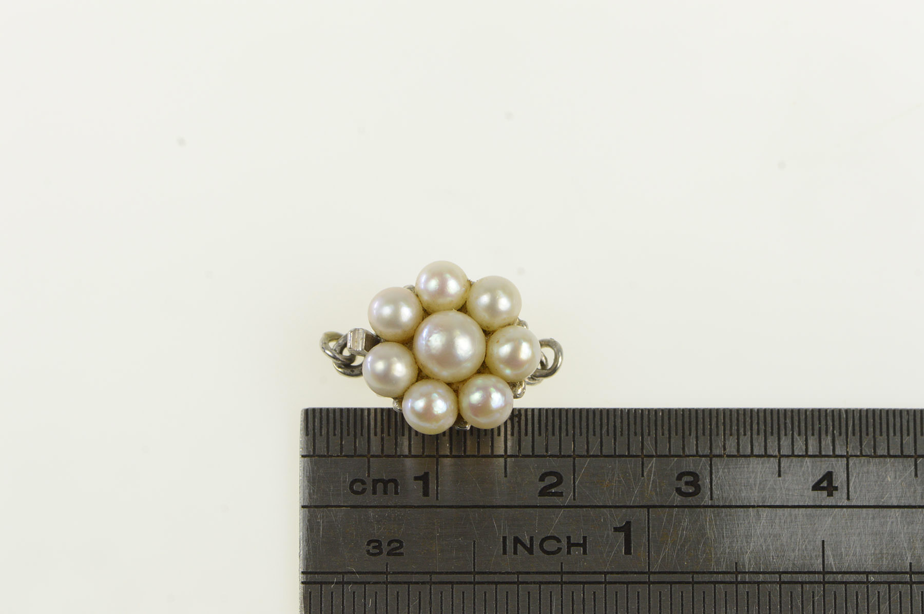 14K 1950's Pearl Vintage Round Cluster Clasp White Gold Clasp ...