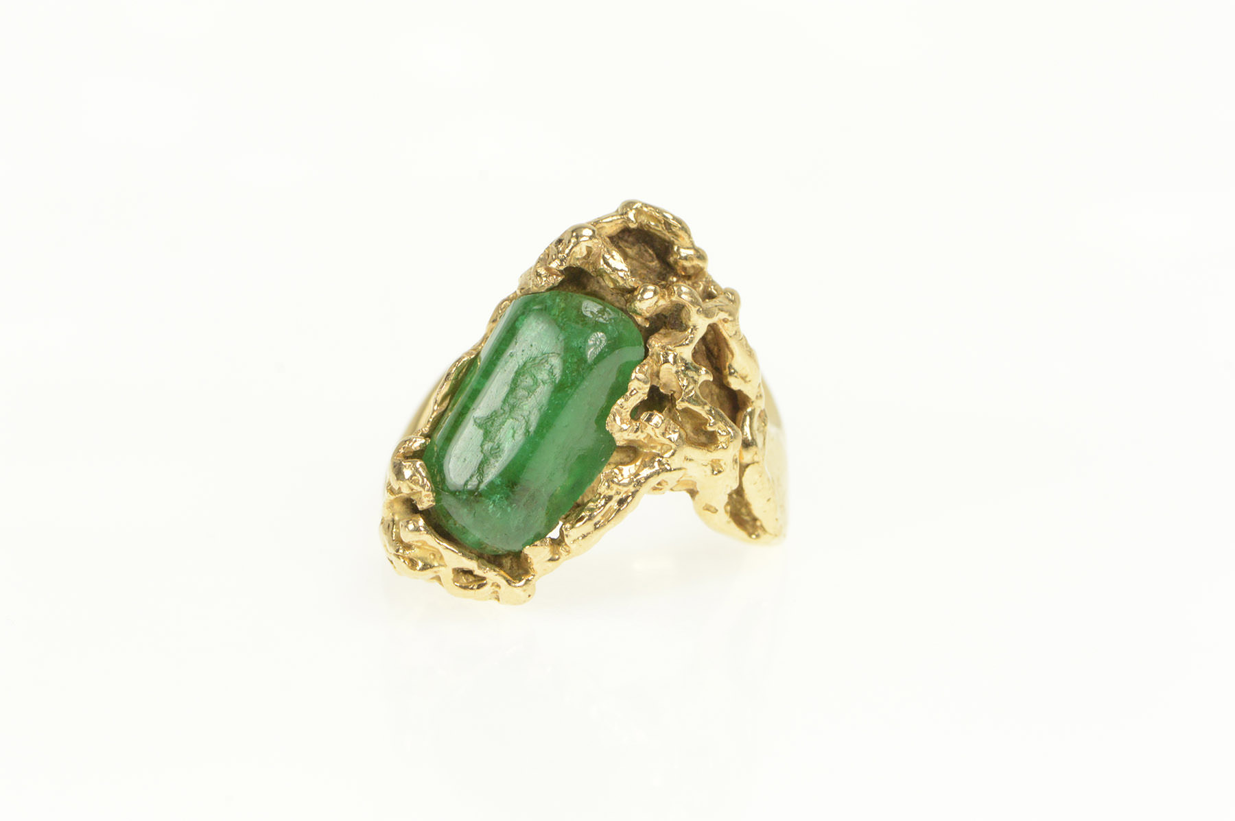 14K 1960's Emerald Abstract Tree Branch Root Yellow Gold Ring, Size 5.5 ...