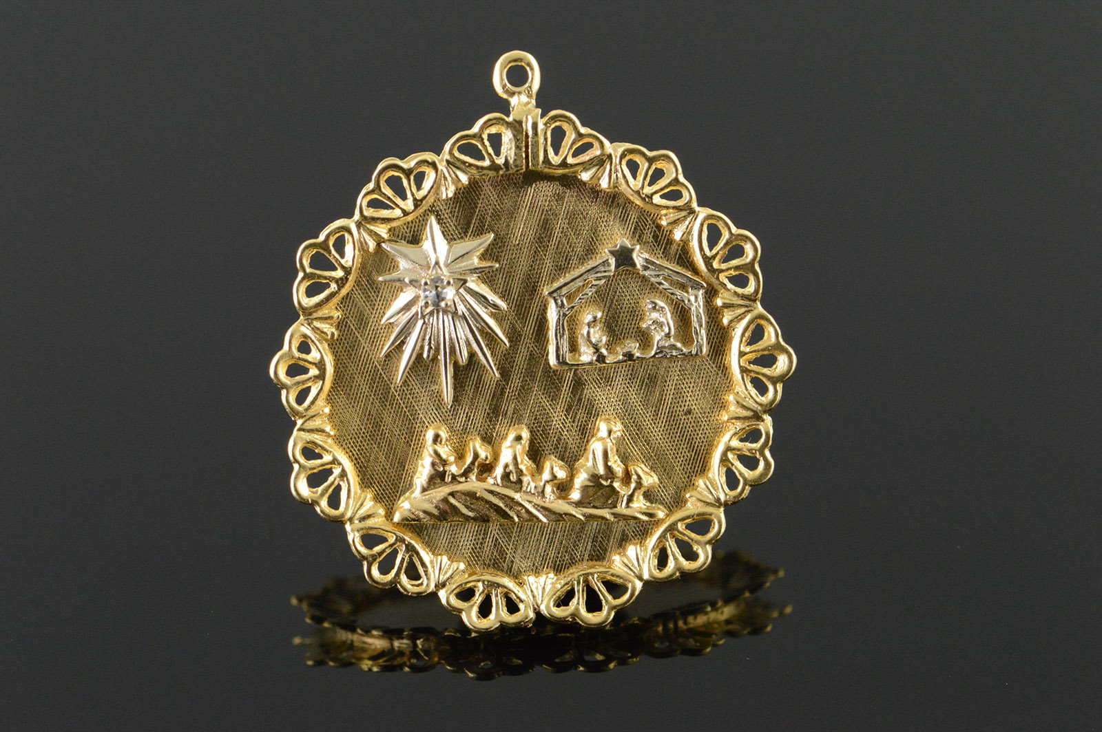 14K 1960's HUGE Nativity Scene Diamond Christmas Christ Jesus Yellow ...