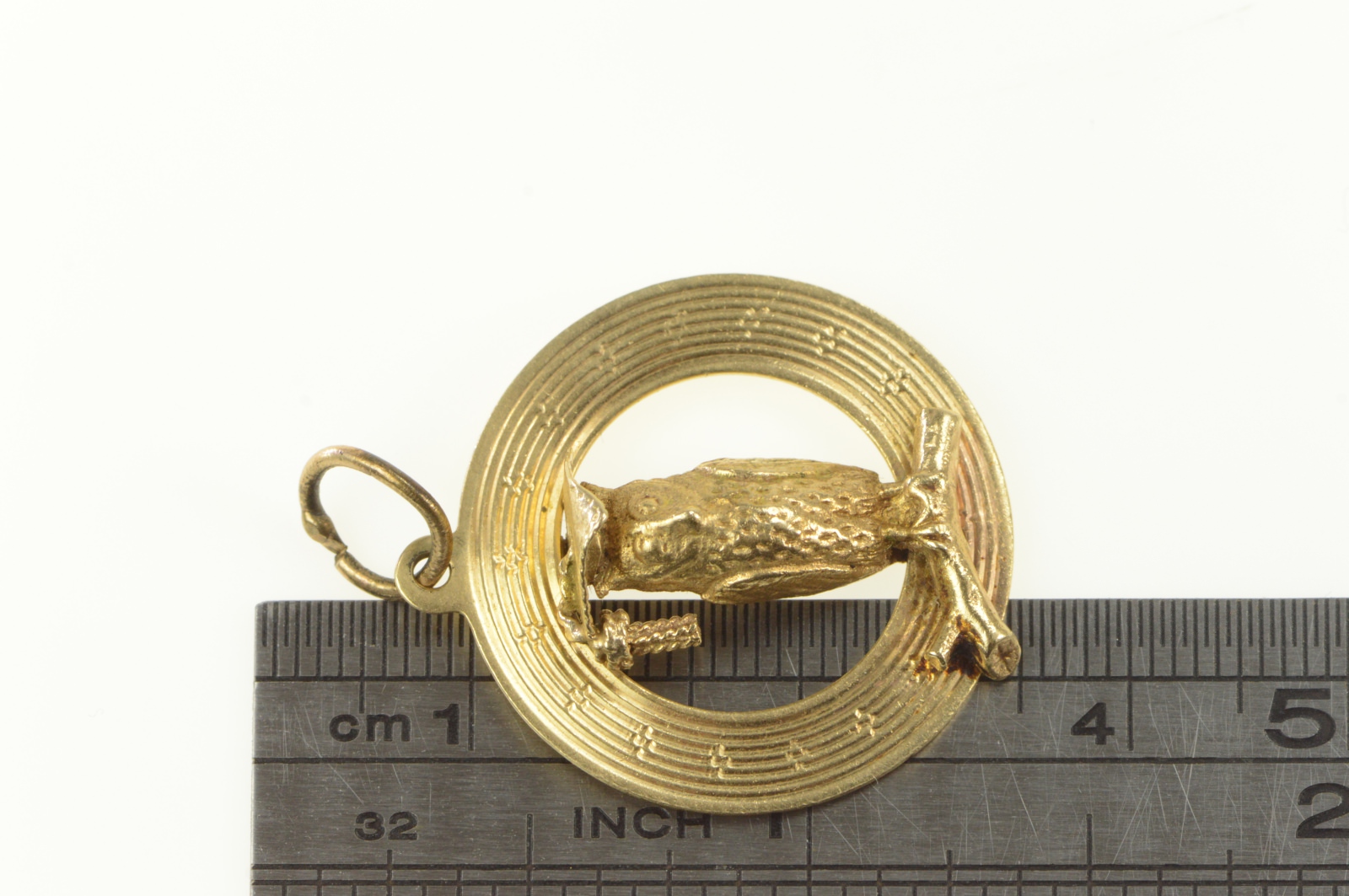 14K 1960's Retro Ornate Owl Wisdom Symbol Yellow Gold Charm/Pendant ...