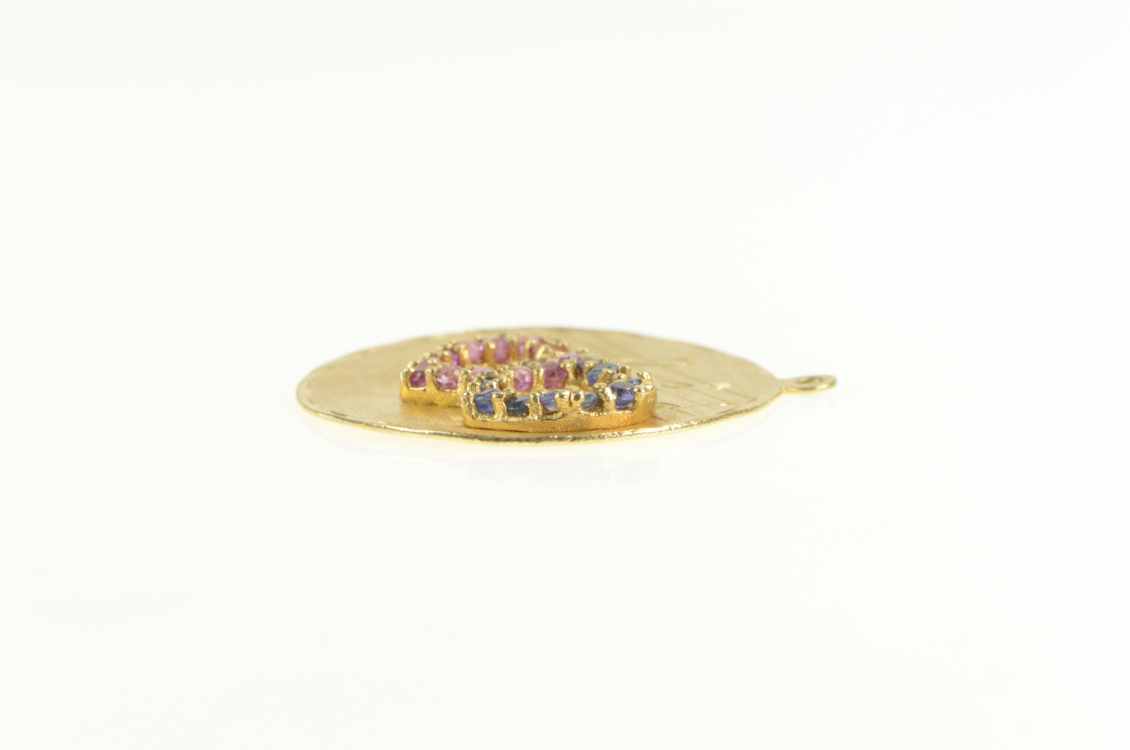 14K 1960's Ruby Sapphire Heart Music Note Yellow Gold Charm/Pendant ...