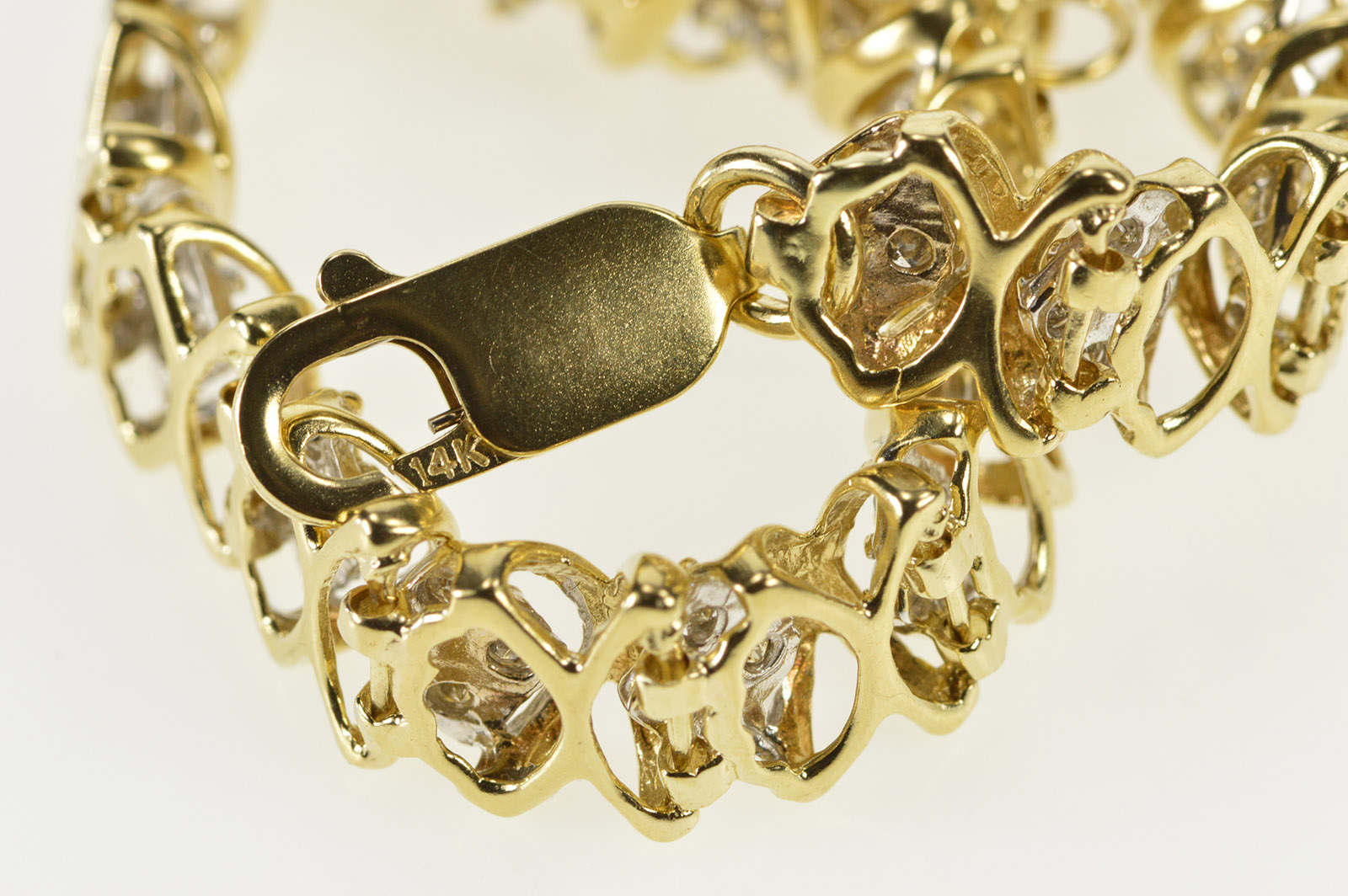 14k 2 00 Ctw Diamond Xo Hugs Kisses Link Tennis Yellow Gold Bracelet 7