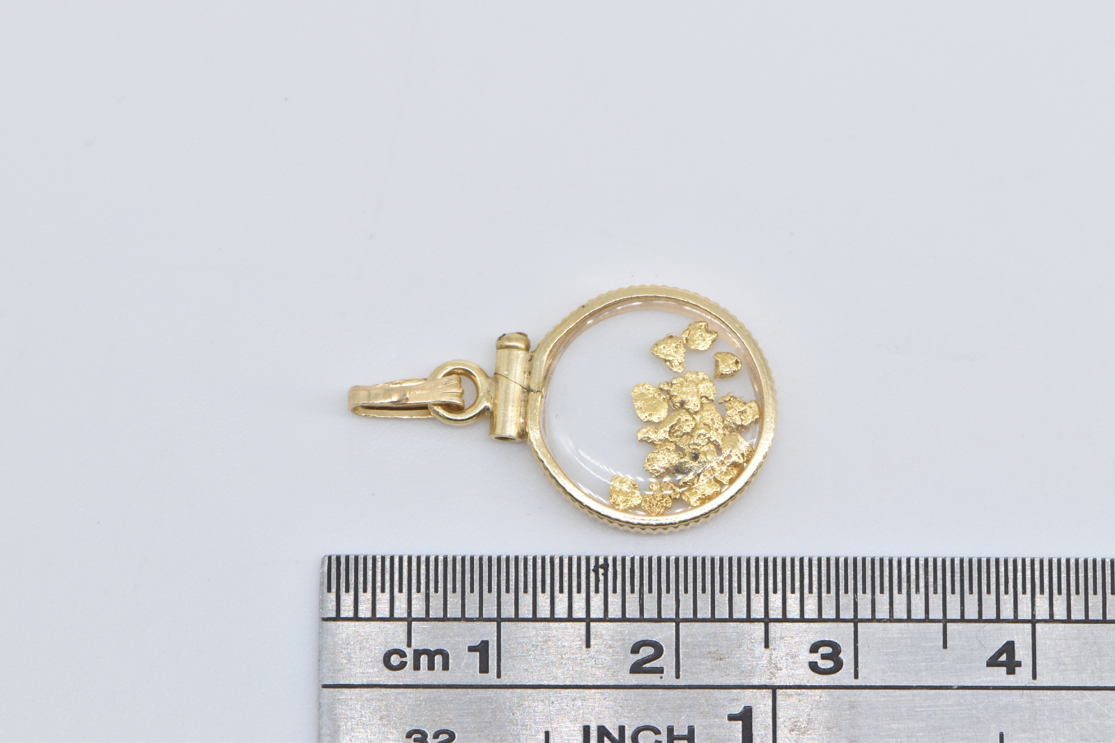 14K 24K Gold Nugget Pebble Round Capsule Case Yellow Gold Charm/Pendant ...