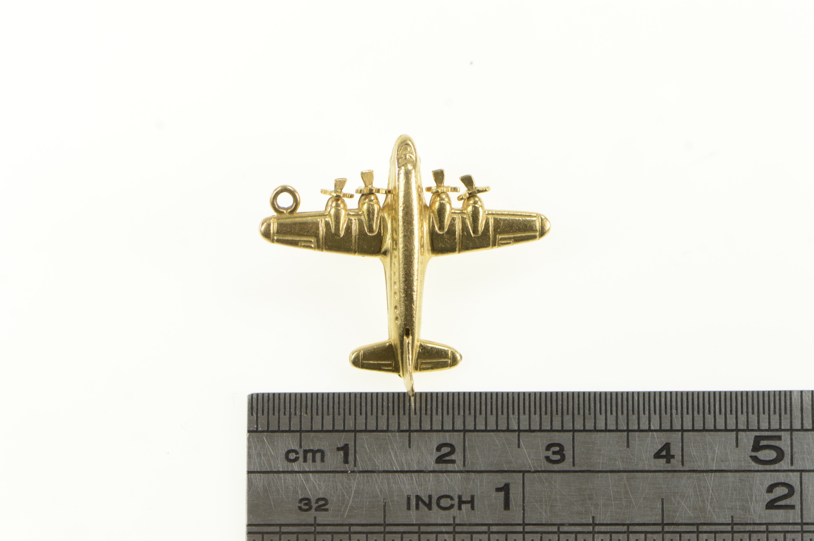 14K 3D Articulated Propeller Airplane Plane Jet Yellow Gold Charm ...