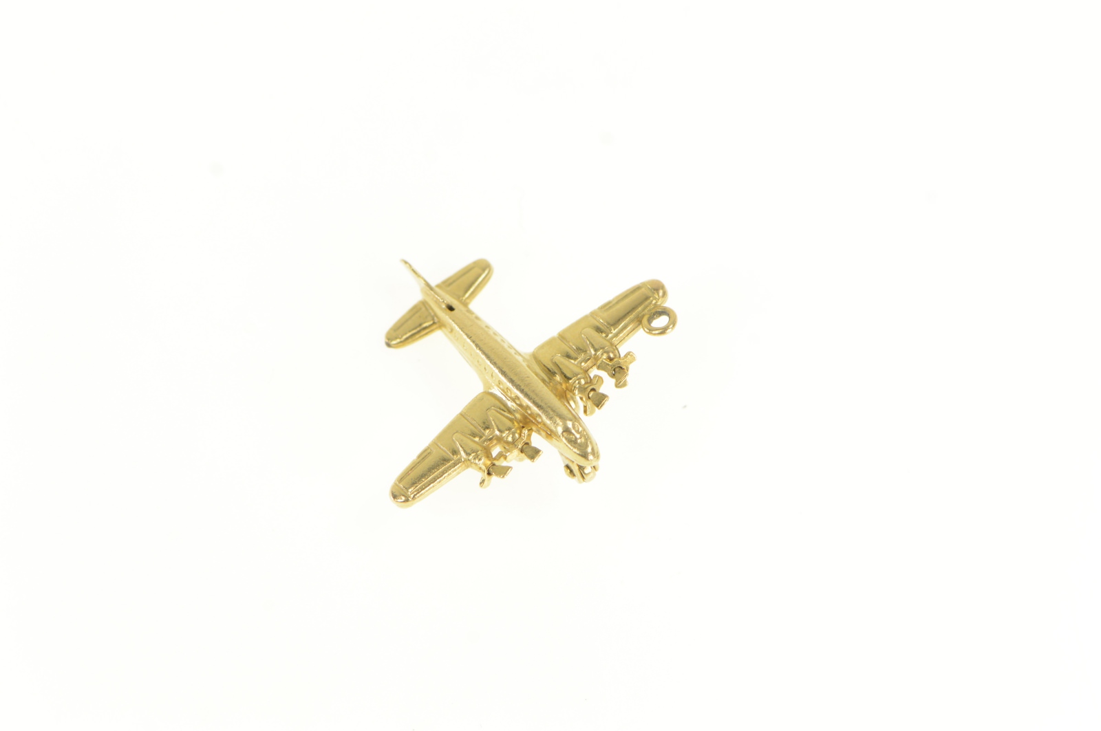 14K 3D Articulated Propeller Airplane Plane Jet Yellow Gold Charm ...