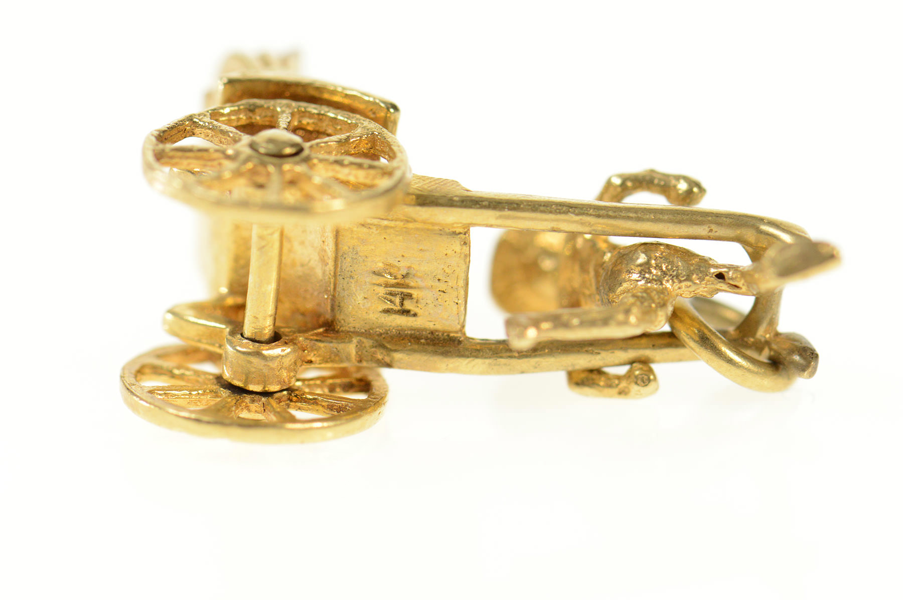 14K 3D Articulated Rickshaw Cart Hack Cab Yellow Gold Charm/Pendant ...