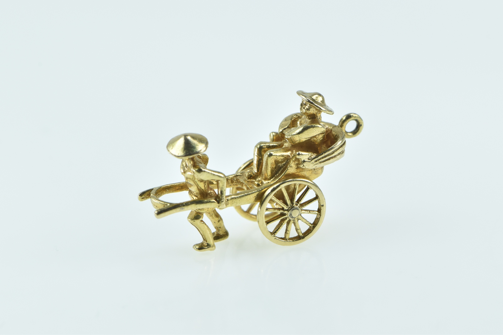 14K 3D Articulated Rickshaw Cart Travel Yellow Gold Charm/Pendant ...