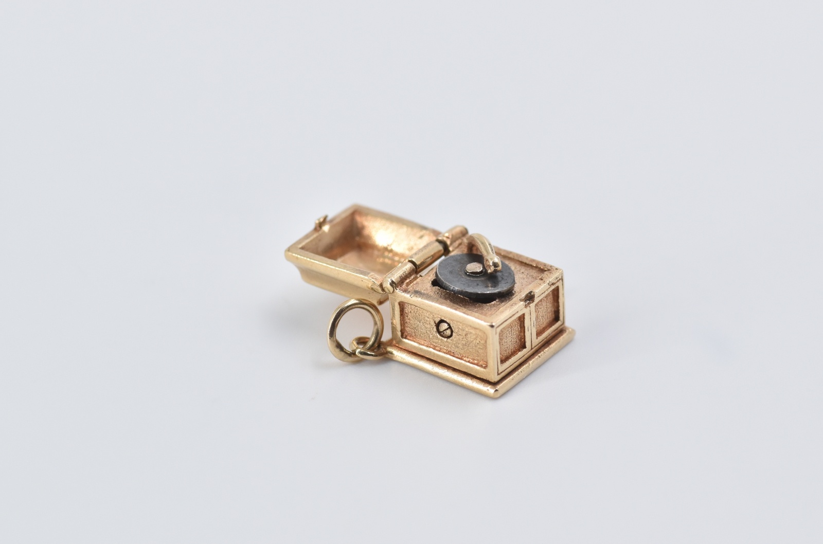 14K 3D Articulated Vinyl Record Player Music Yellow Gold Charm/Pendant ...