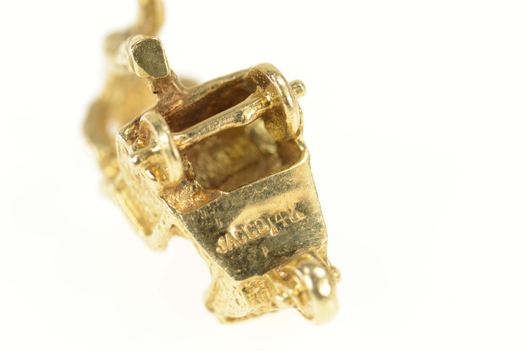 14K 3D Boardwalk Cart Pusher Beach Motif Yellow Gold Charm/Pendant ...