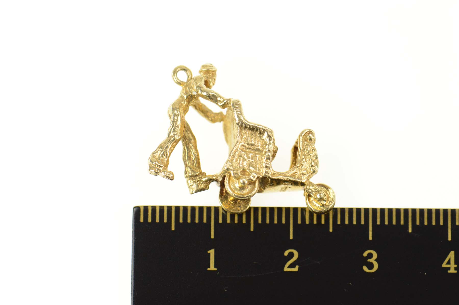 14K 3D Boardwalk Cart Pusher Beach Motif Yellow Gold Charm/Pendant ...