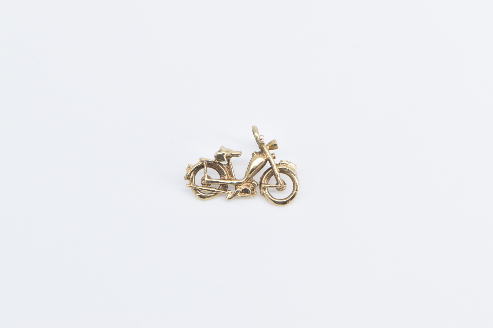 14K 3D Motorcycle Vintage Travel Biker Chopper Yellow Gold Charm ...