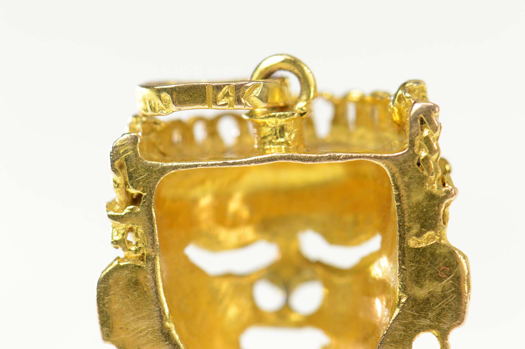14K 3D Peruvian Ornate Traditional Mask Face Yellow Gold Charm/Pendant ...