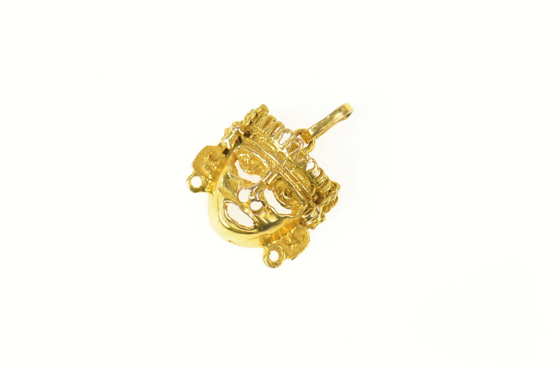 14K 3D Peruvian Ornate Traditional Mask Face Yellow Gold Charm/Pendant ...