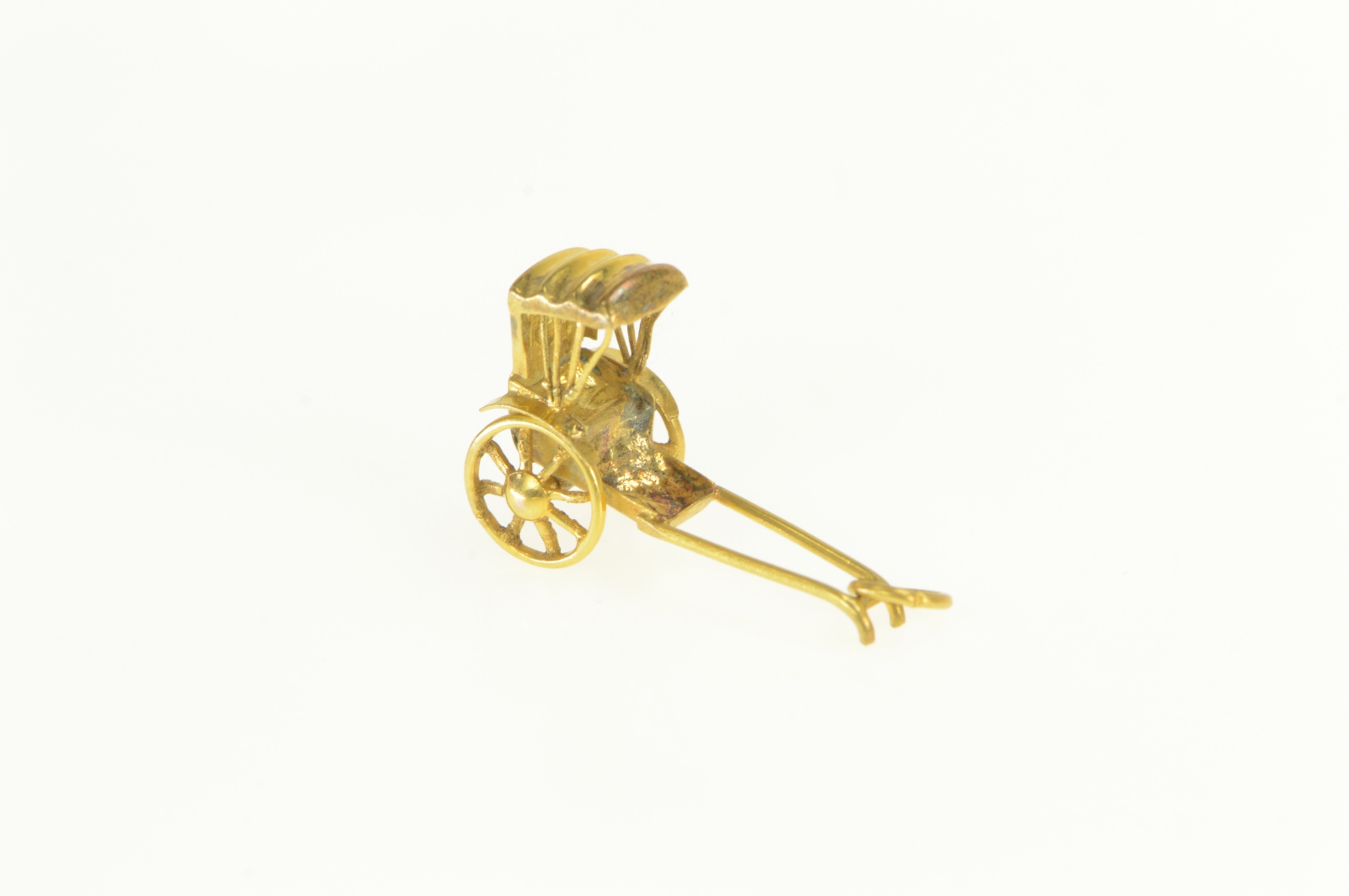 14K 3D Rickshaw Hand Drawn Carriage Yellow Gold Charm/Pendant ...