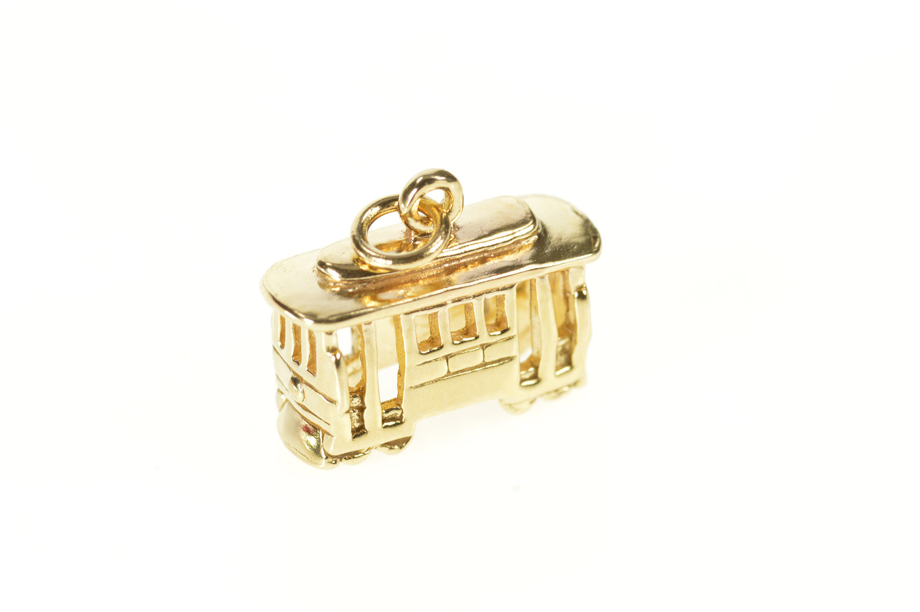 14K 3D Trolley Street Car Tram Train Yellow Gold Charm/Pendant ...