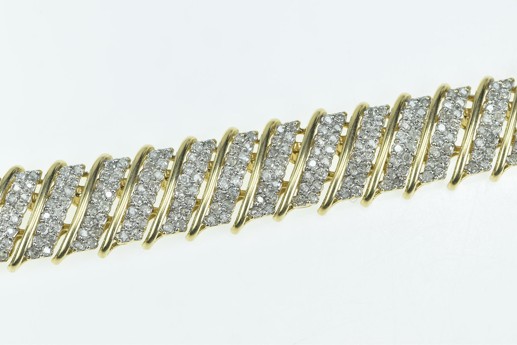 14K 4.50 Ctw Pave Diamond Encrusted Bar Tennis Yellow Gold Bracelet 7 ...