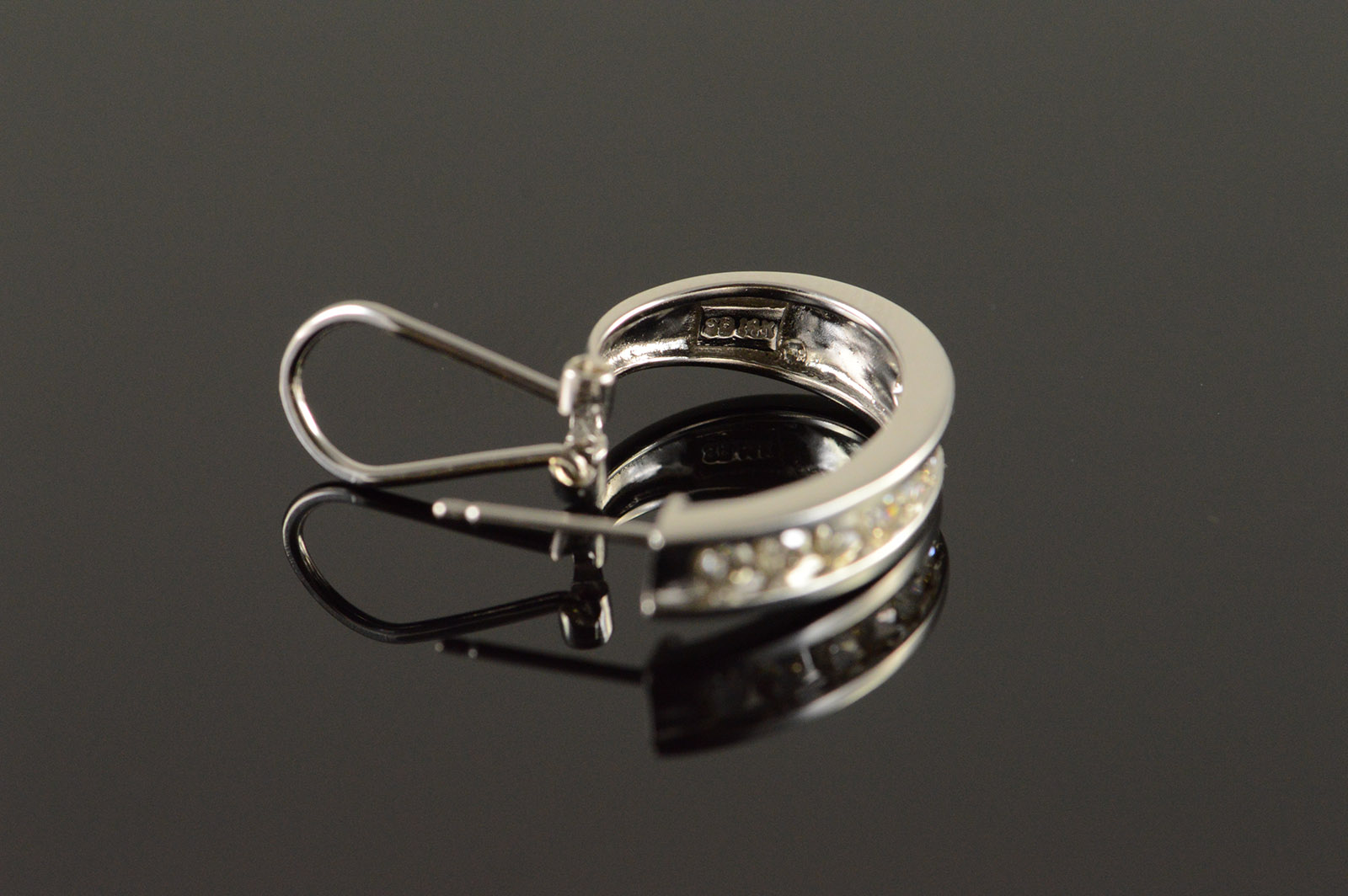 14K 5.7g 0.75 CTW Diamond Channel Set Half Hoop Omega Back White Gold ...
