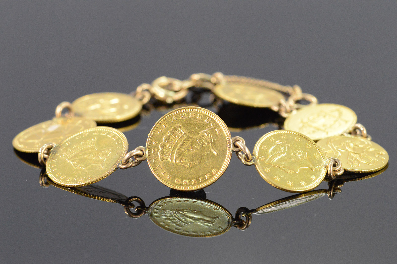 14K (8) $1.00 Authentic United States Coins Love Token Engraved Yellow ...