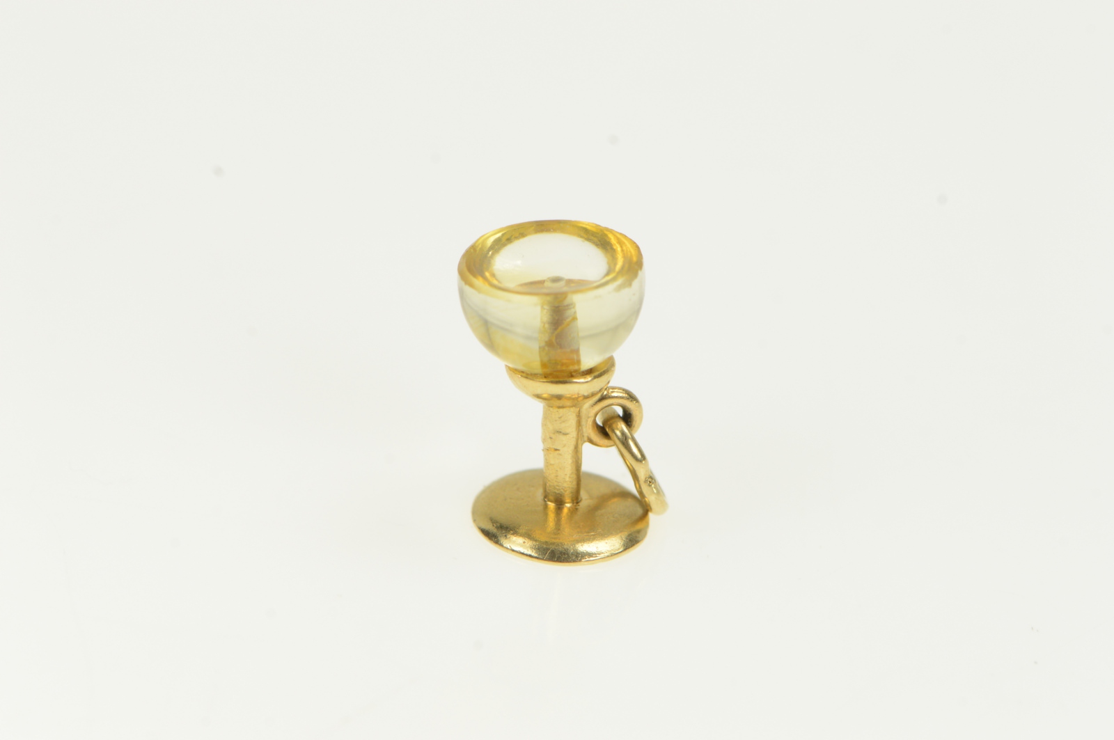 14K Acrylic Goblet Glass Chalice Cup 3D Retro Yellow Gold Charm/Pendant ...