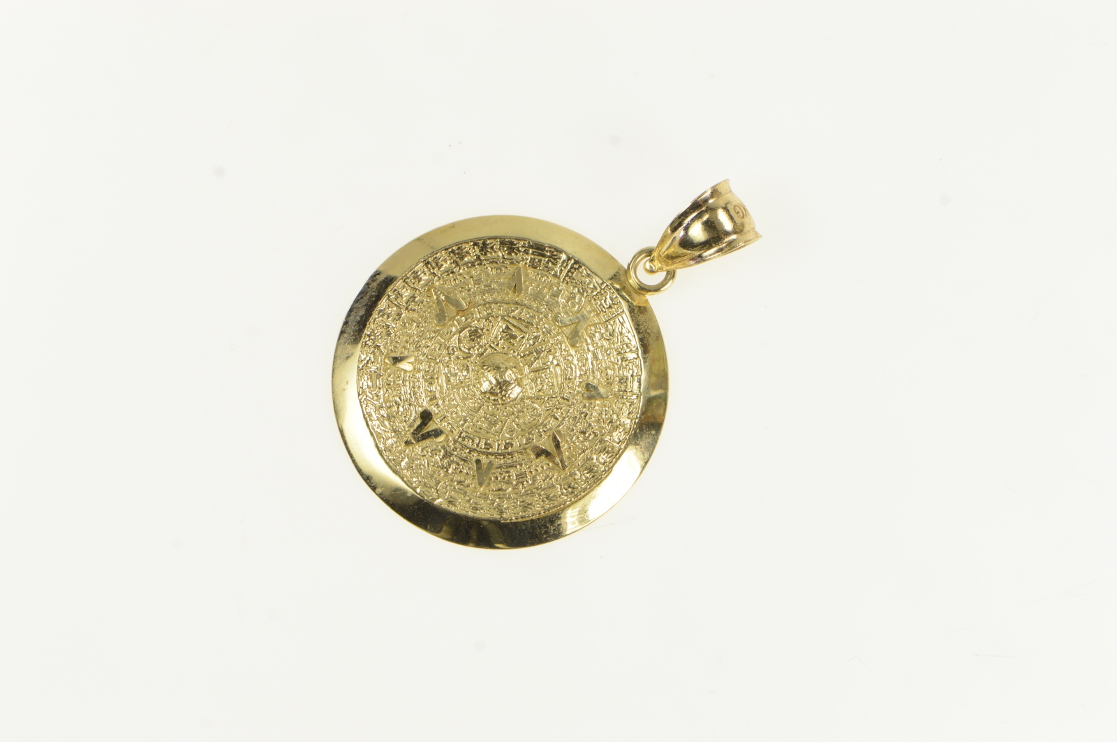 14K Ancient Mayan Calendar Vintage Medallion Yellow Gold Charm/Pendant ...