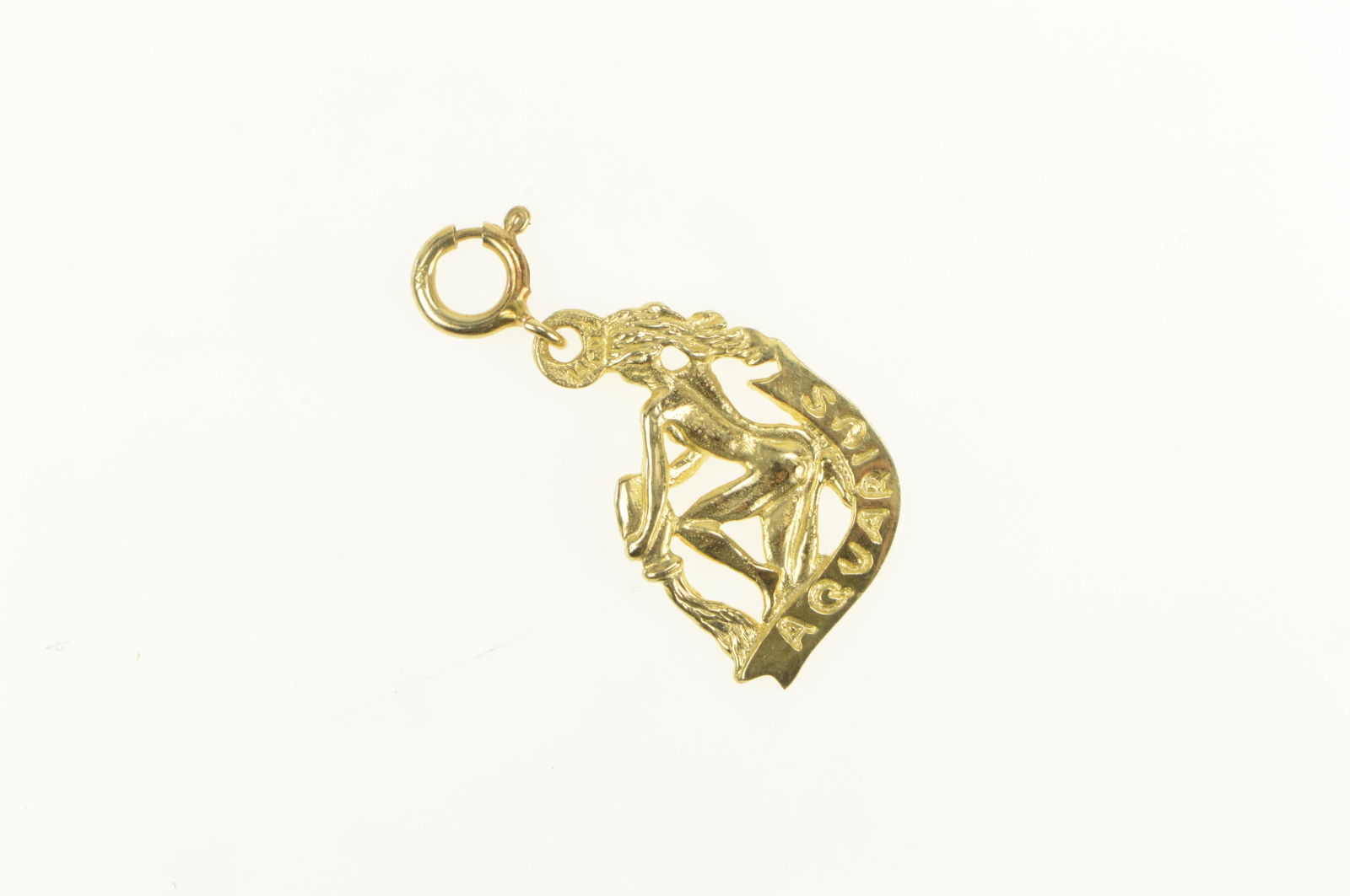 14K Aquarius Zodiac Sign Water Bearer Symbol Yellow Gold Charm/Pendant ...