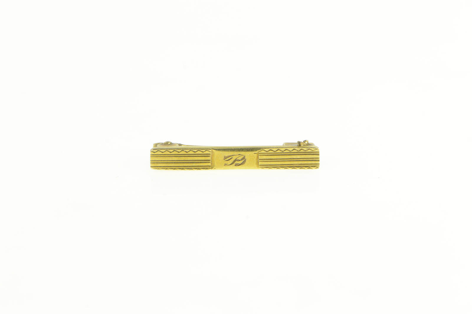 14K Art Deco B Cursive Monogram Square Bar Yellow Gold Pin/Brooch ...