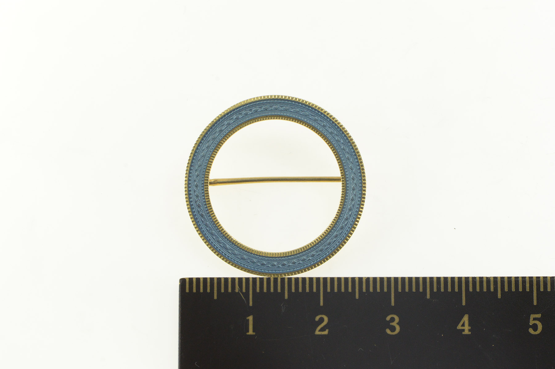 14K Art Deco Light Blue Enamel Circle Round Yellow Gold Pin/Brooch ...