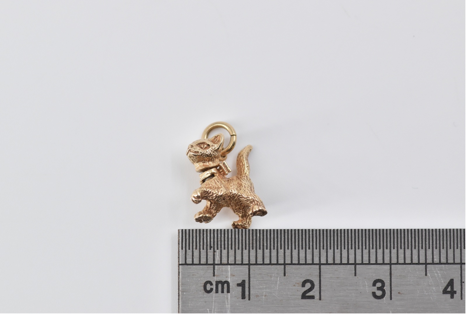 14K Articulated Kitty Cat Bow Collar Kitten Yellow Gold Charm/Pendant ...