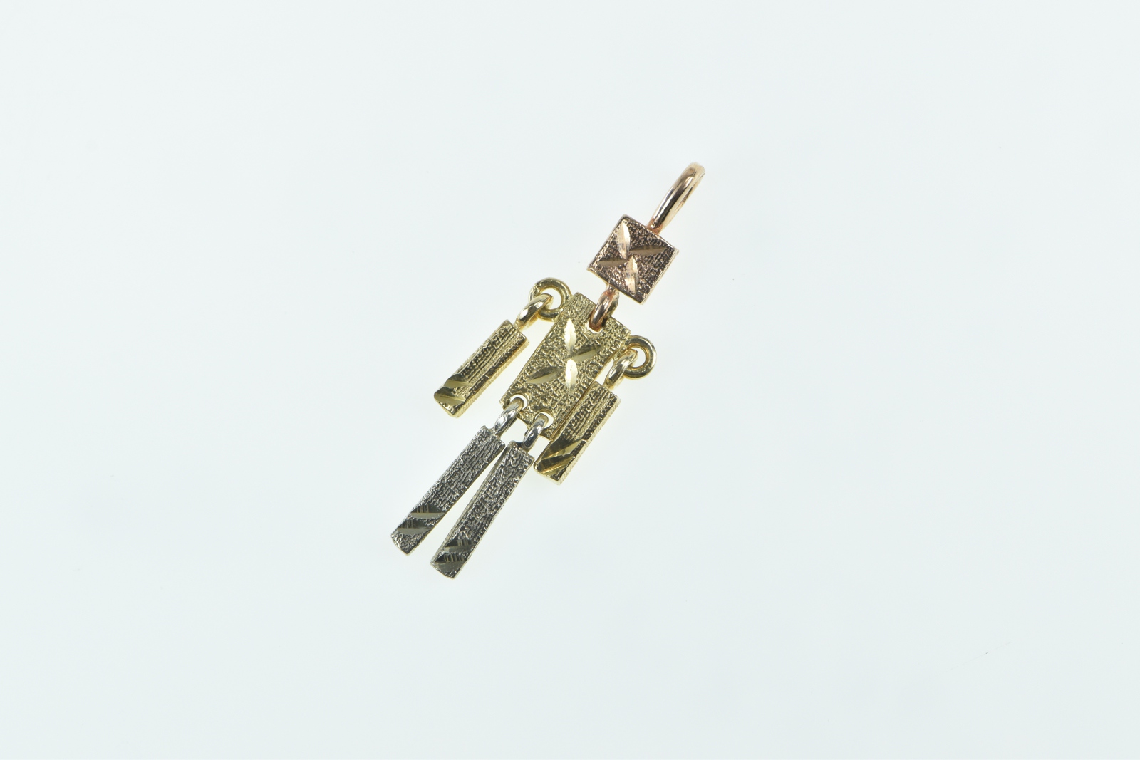 14K Articulated Squared Puppet Stick Figure Man Yellow Gold Charm ...