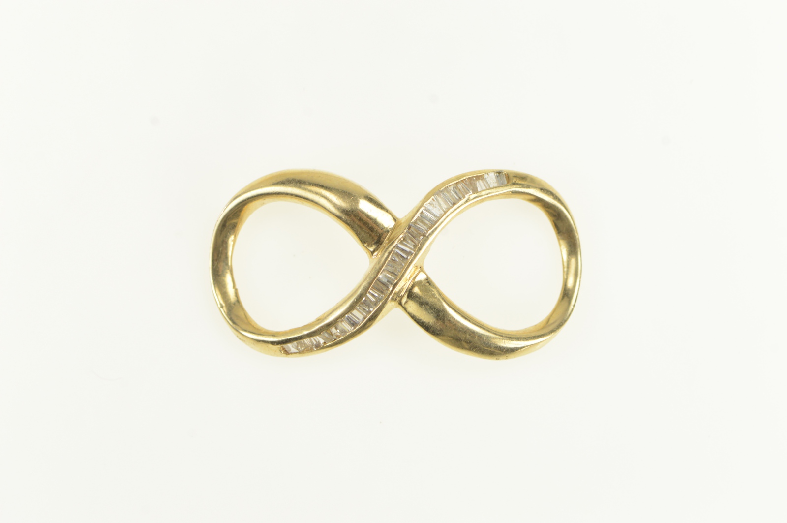 14K Baguette Diamond Infinity Symbol Slide Yellow Gold Pendant ...