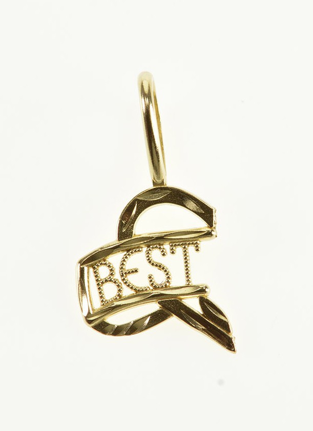 14K Best Friend Half Heart Friendship Yellow Gold Charm/Pendant ...