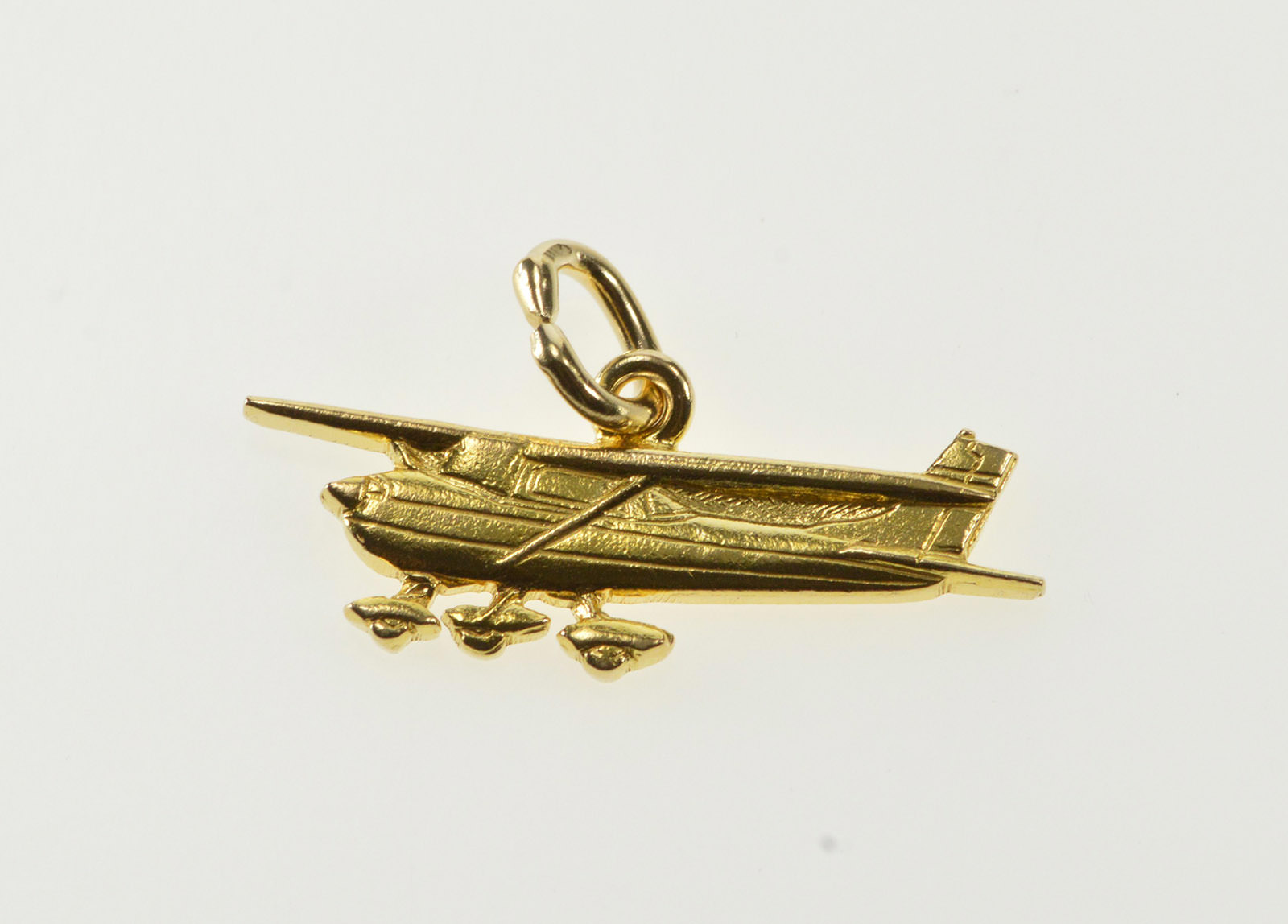 14K Biplane Plane Aviation Flight Flying Pilot Yellow Gold Charm ...