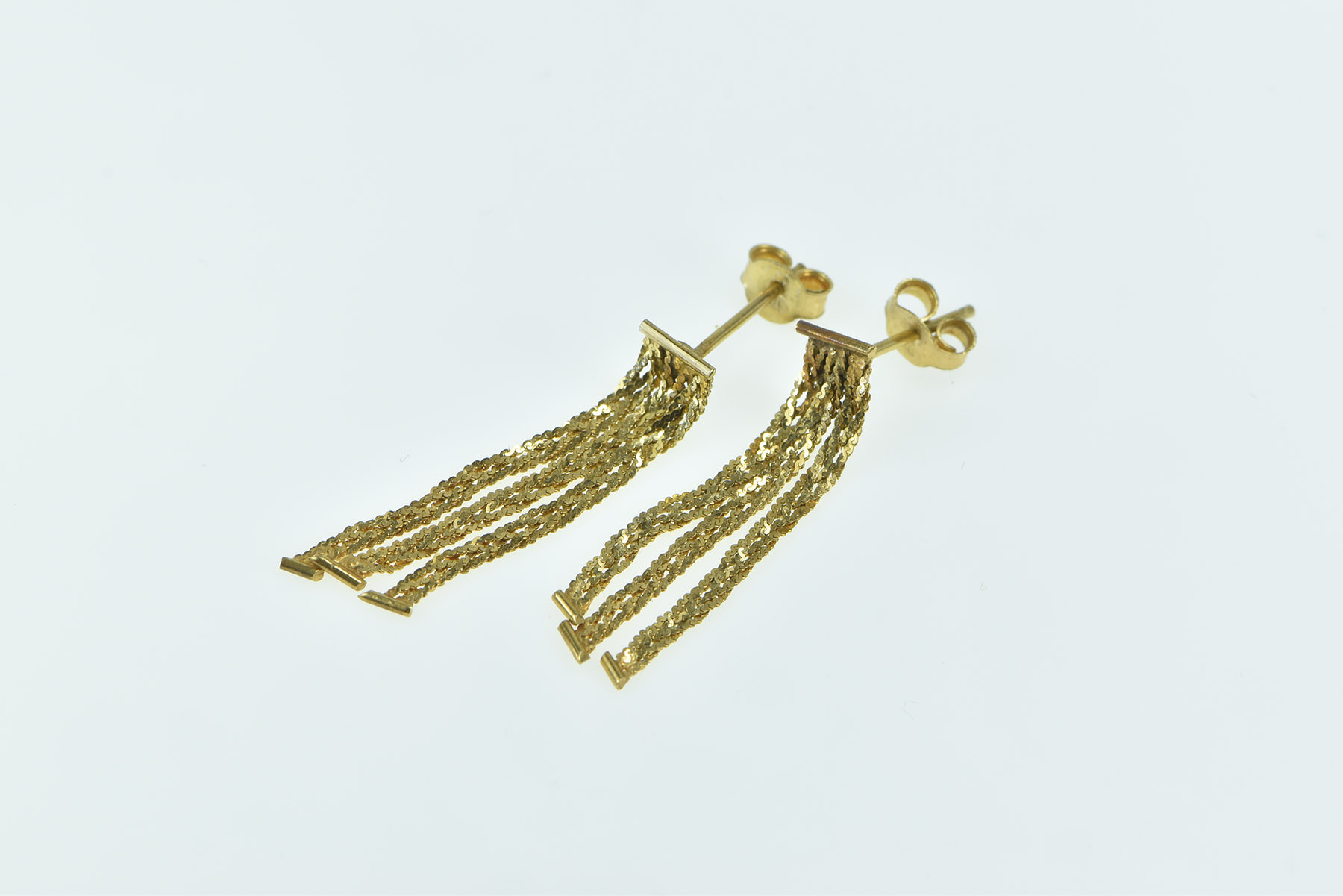 14K Braided Woven Dangle Chain Statement Yellow Gold Earrings ...
