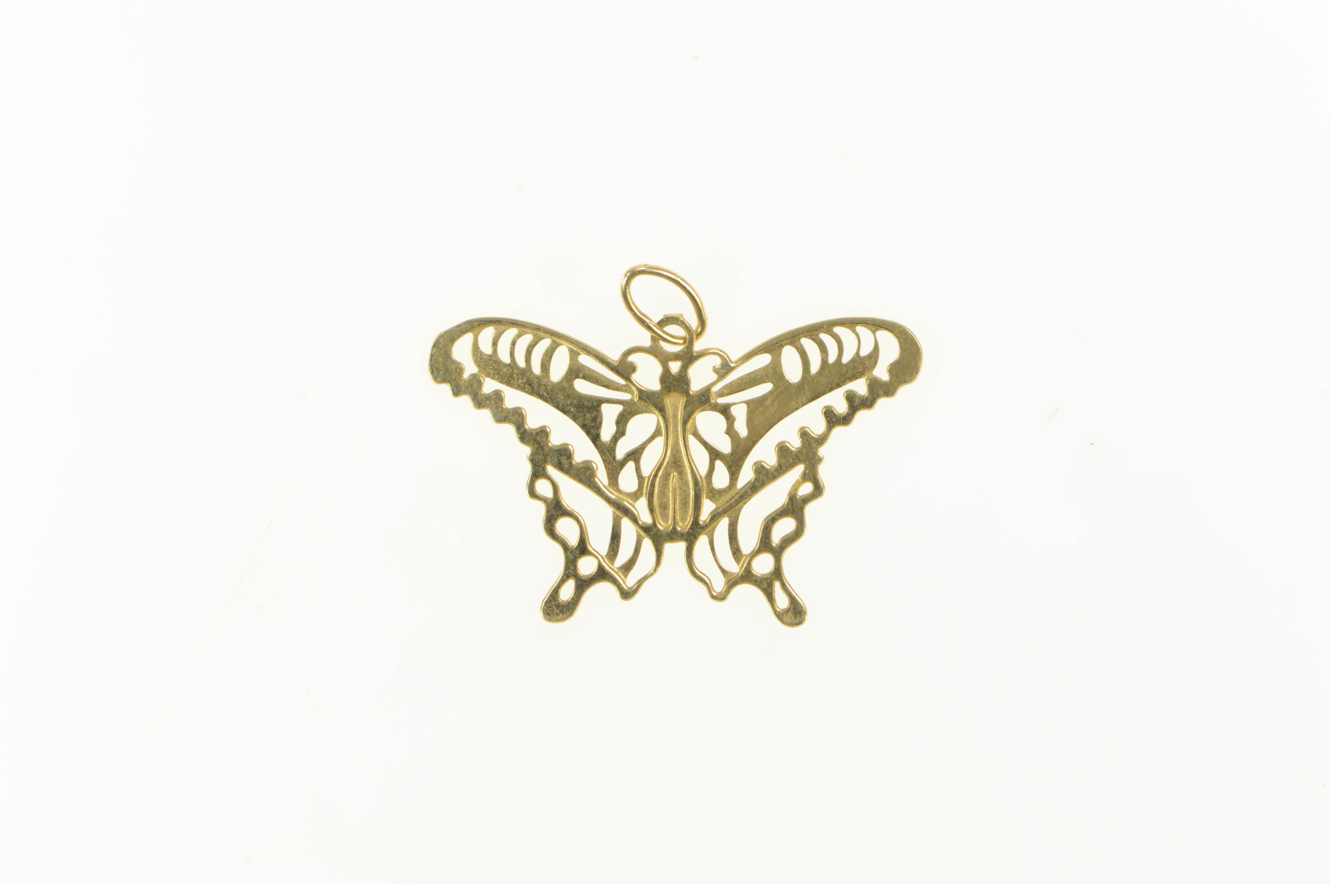 14K Butterfly Diamond Cut Change Symbol Yellow Gold Charm/Pendant ...