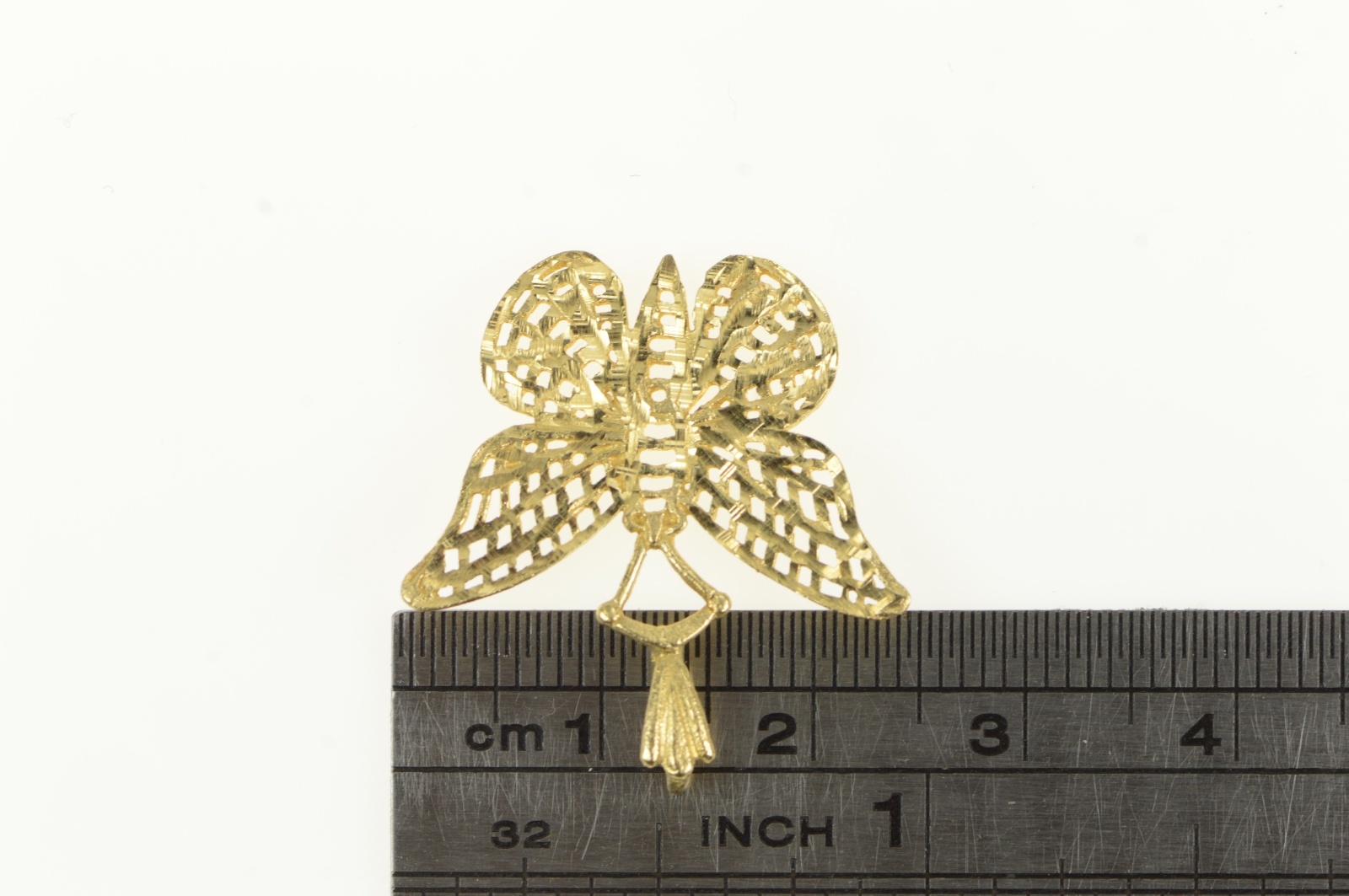 14K Butterfly Filigree Change Symbol Vintage Yellow Gold Charm/Pendant ...