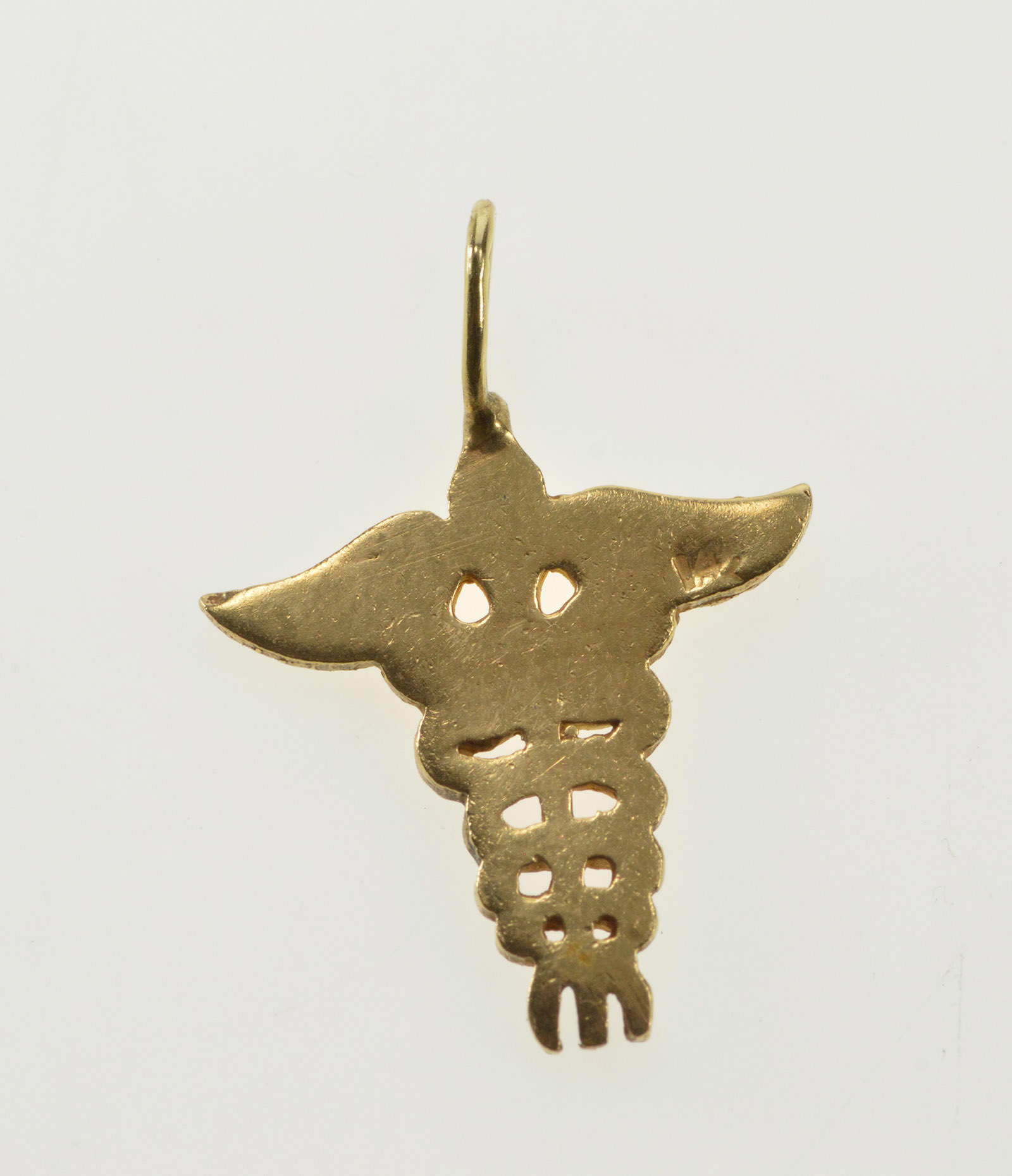14K Caduceus Medical Symbol Staff of Hermes Yellow Gold Charm/Pendant ...
