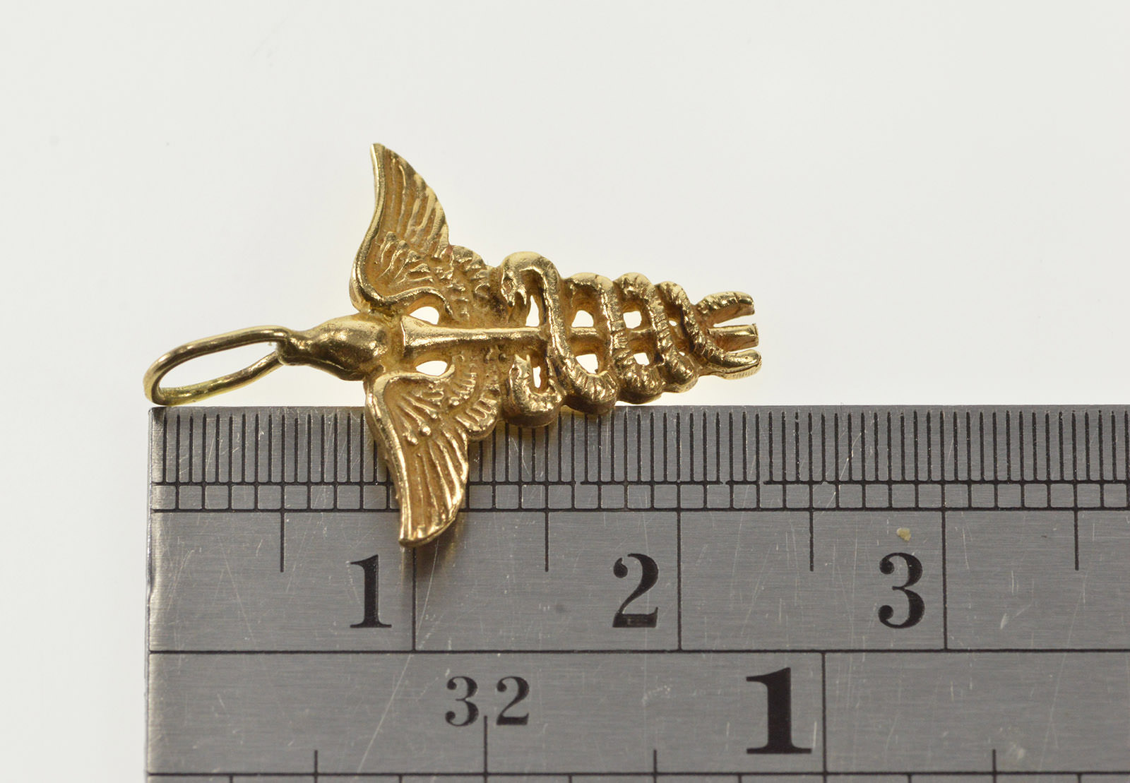 14K Caduceus Medical Symbol Staff of Hermes Yellow Gold Charm/Pendant ...