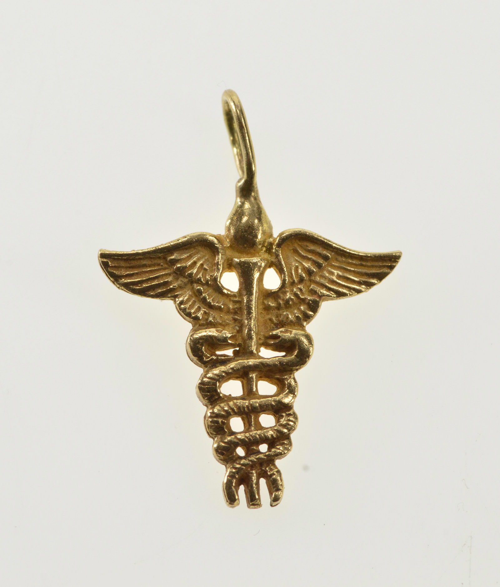 14K Caduceus Medical Symbol Staff of Hermes Yellow Gold Charm/Pendant ...