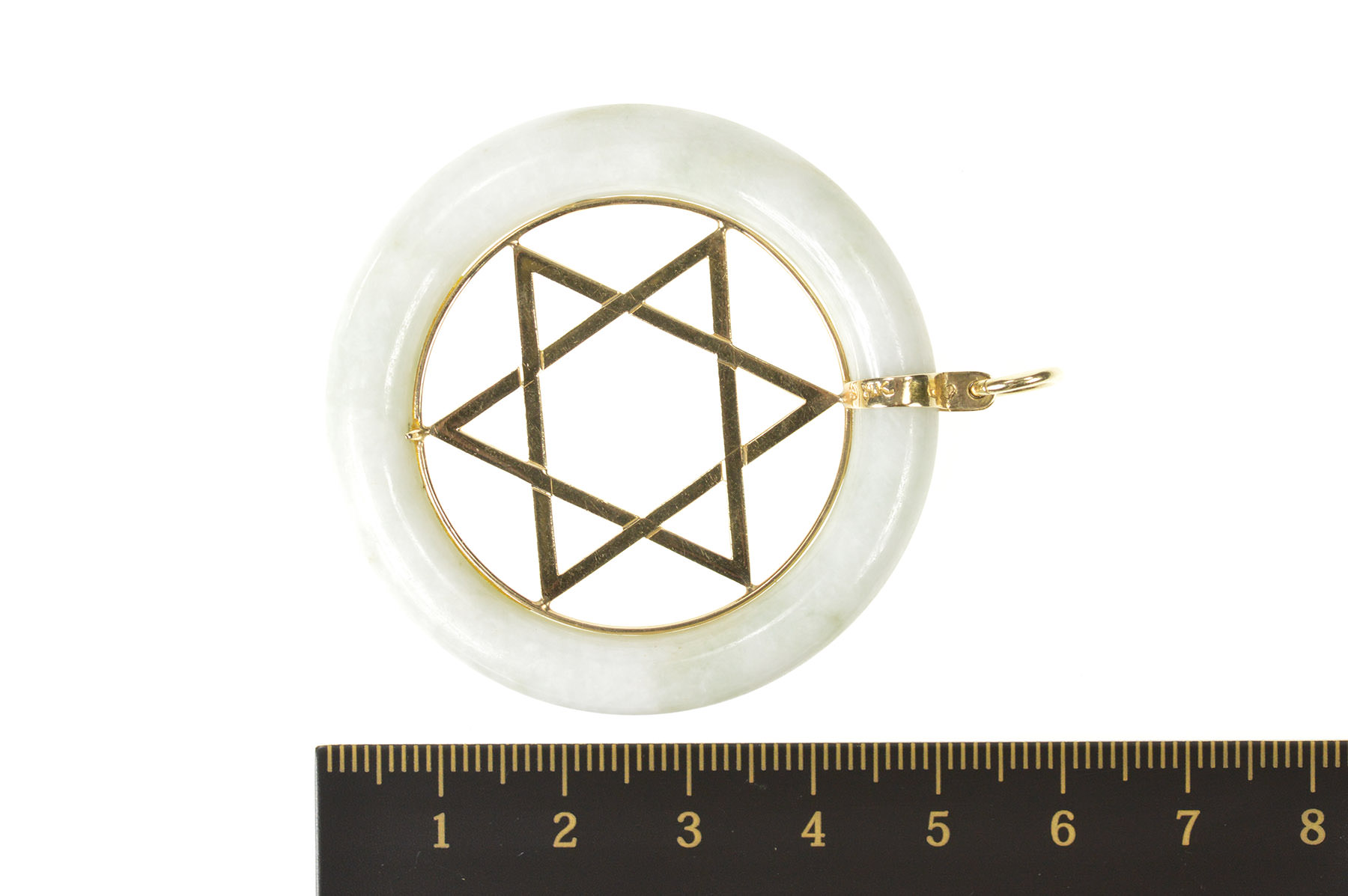 14K Carved Jade Star of David Jewish Faith Yellow Gold Pendant ...