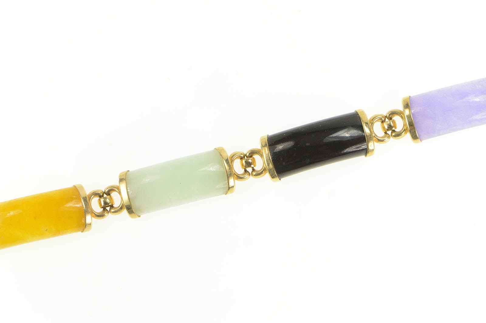 14K Carved Multi Color Jade Bar Chinese Yellow Gold Bracelet 8 ...