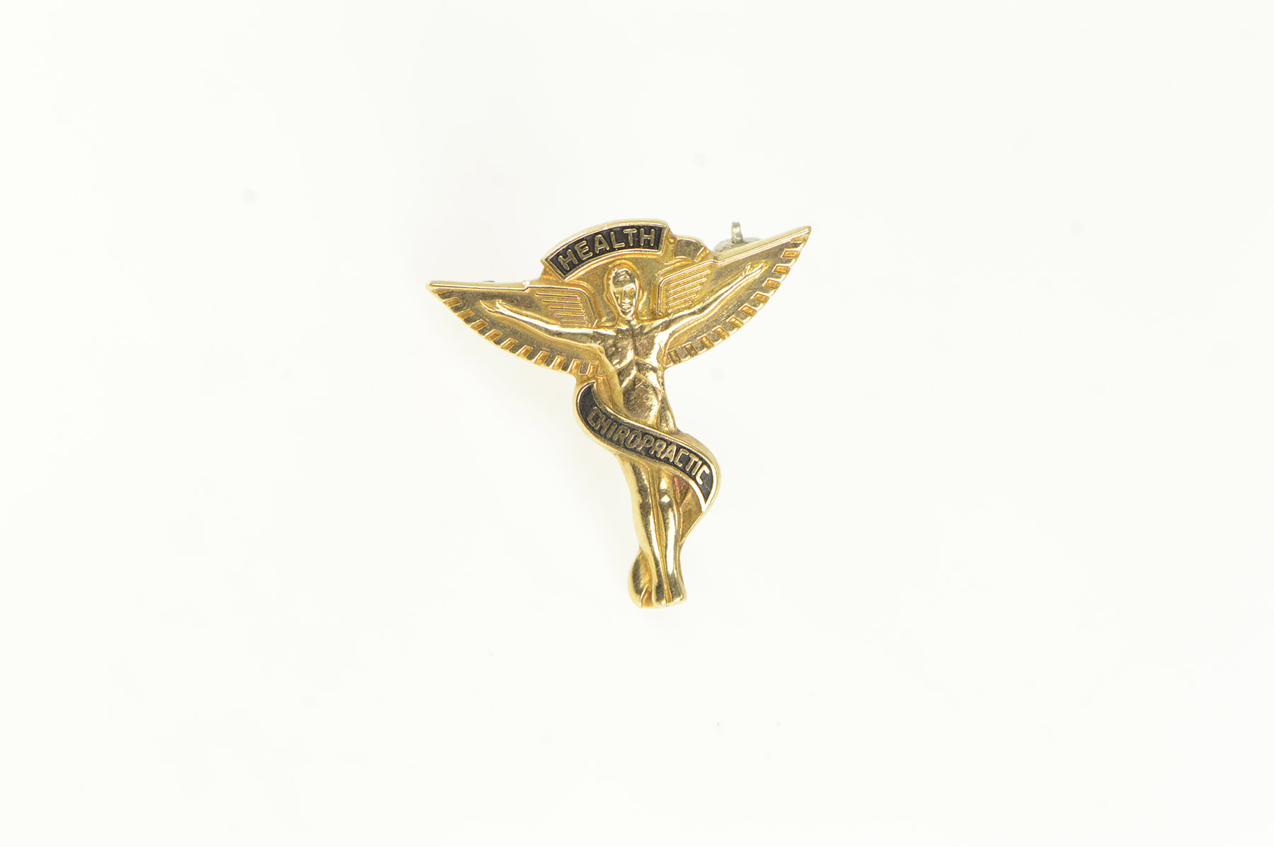 14K Chiropractic Health Caduceus Winged Angel Yellow Gold Pin/Brooch ...