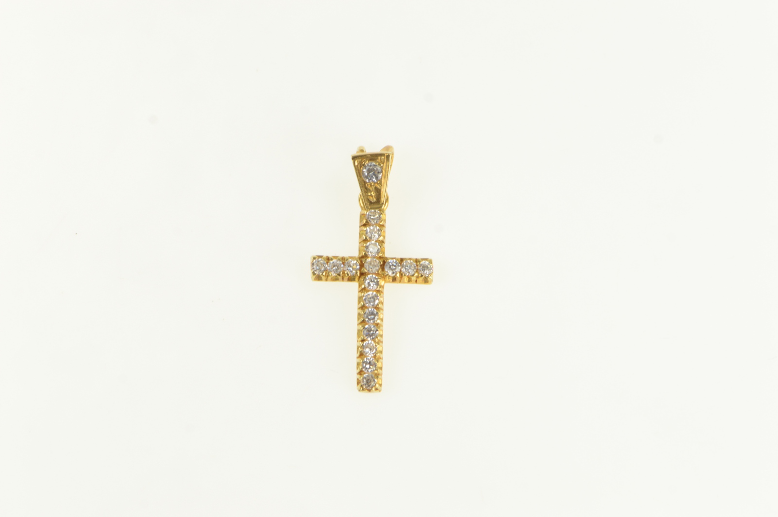 14K Classic Retro Cross Christian Faith CZ Yellow Gold Pendant ...