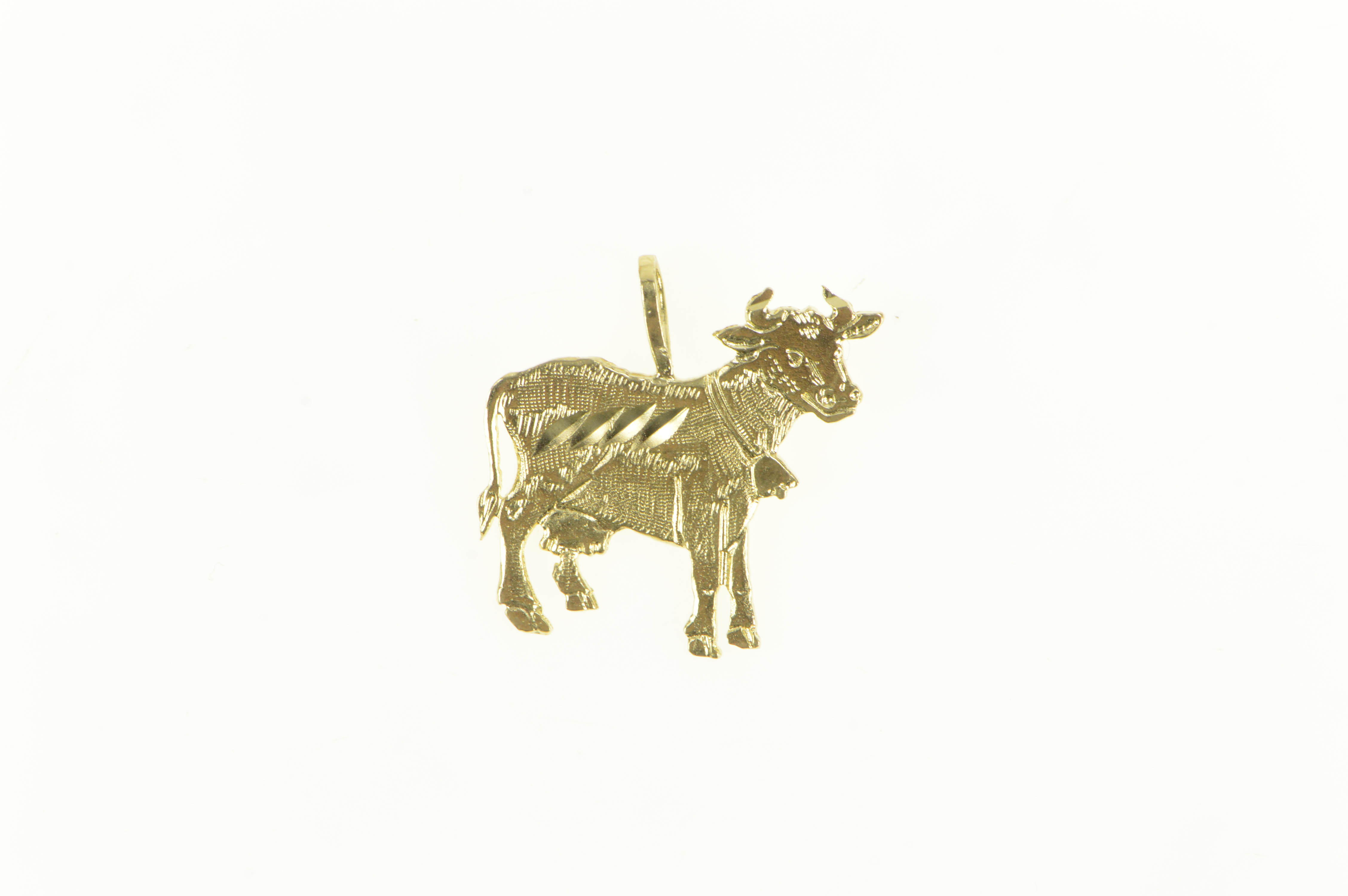14K Cow Farm Animal Livestock Diamond Cut Yellow Gold Charm/Pendant ...