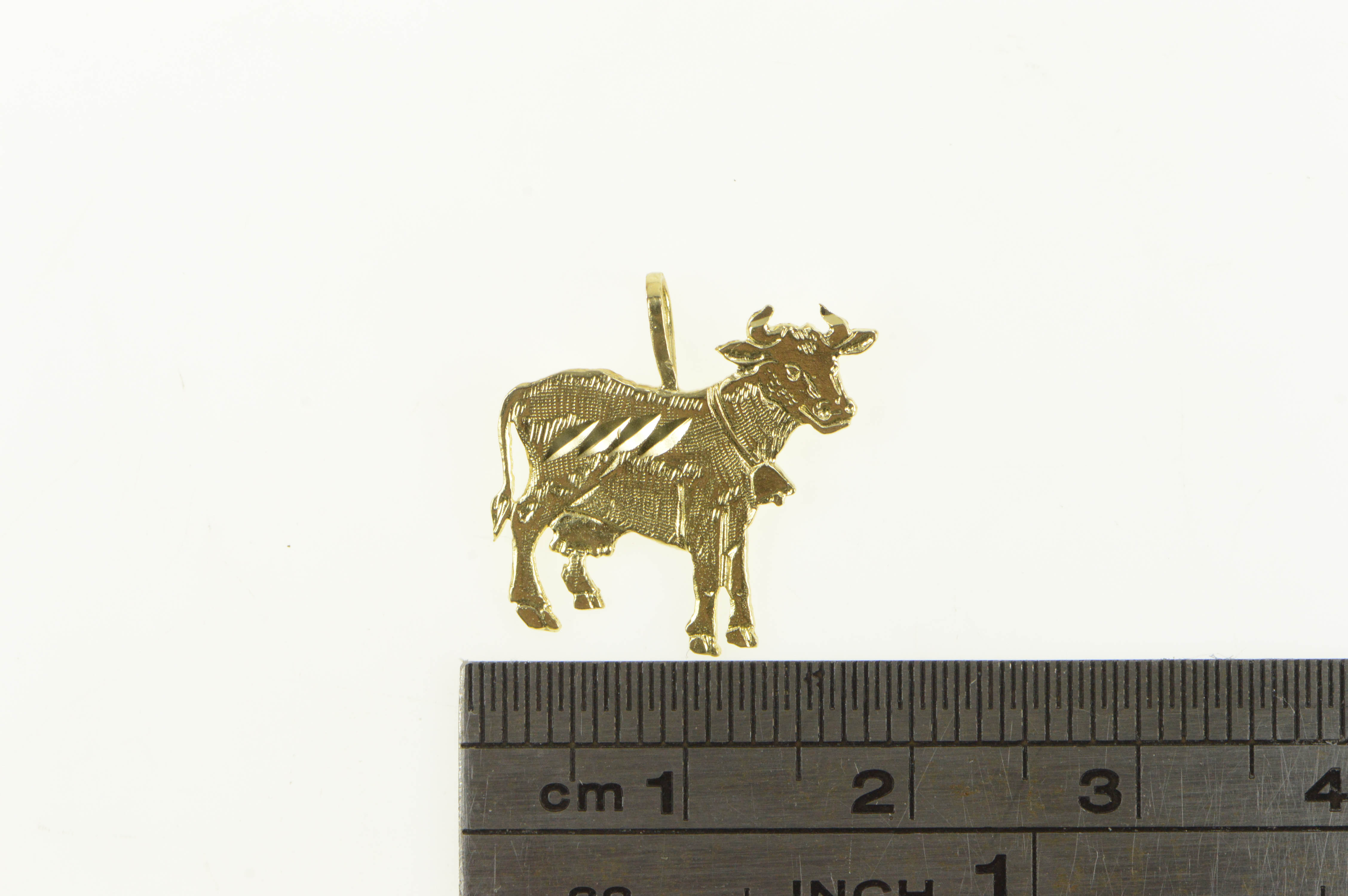 14K Cow Farm Animal Livestock Diamond Cut Yellow Gold Charm/Pendant ...