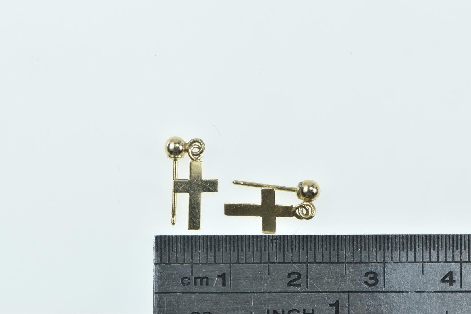 14K Cross Christian Faith Symbol Dangle Yellow Gold Earrings | Property ...