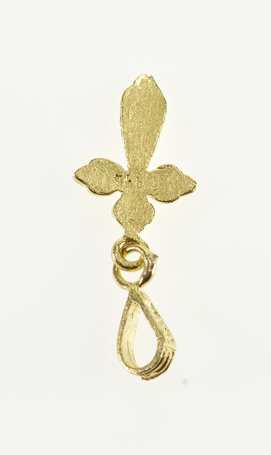14K Cross Diamond Cut Pattern Christian Symbol Yellow Gold Charm ...
