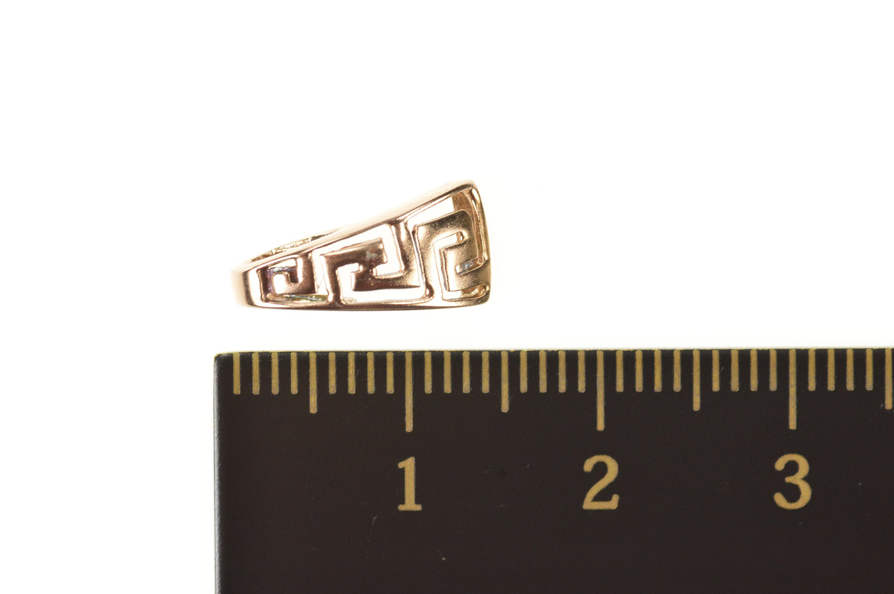 14K Curved Greek Key Wave Spiral Design Rose Gold Pendant | Property Room