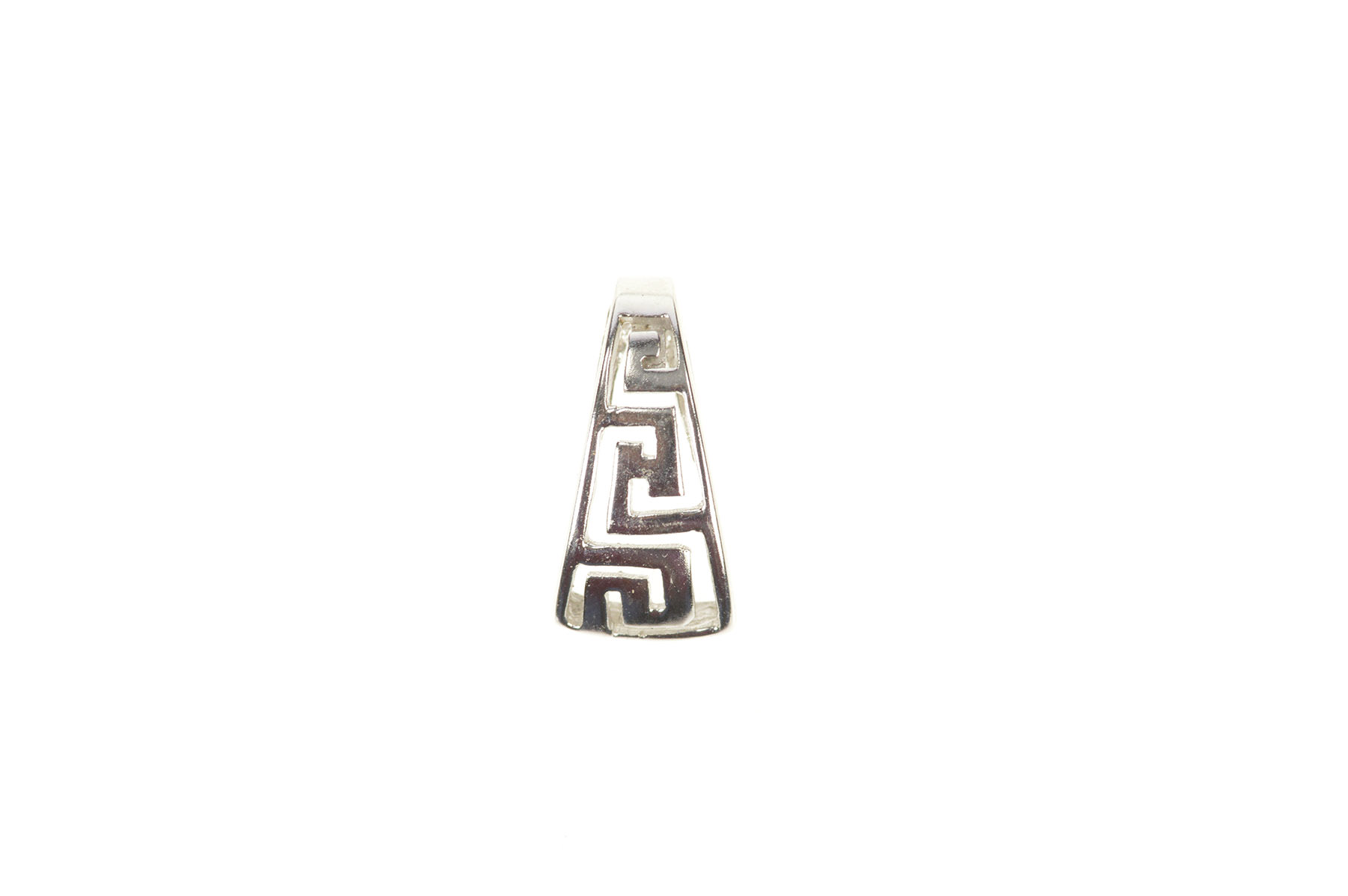 14K Curved Greek Key Wave Spiral Design White Gold Pendant | Property Room