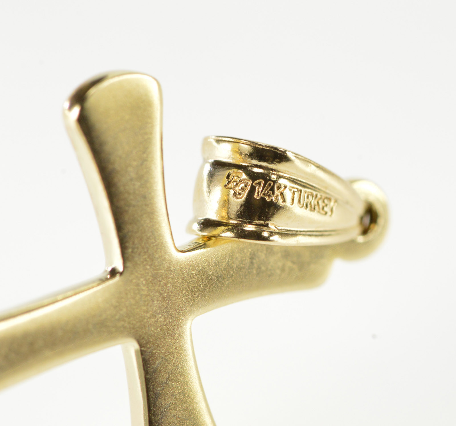 14K Curved Simple Classic Cross Christian Symbol Yellow Gold Charm ...